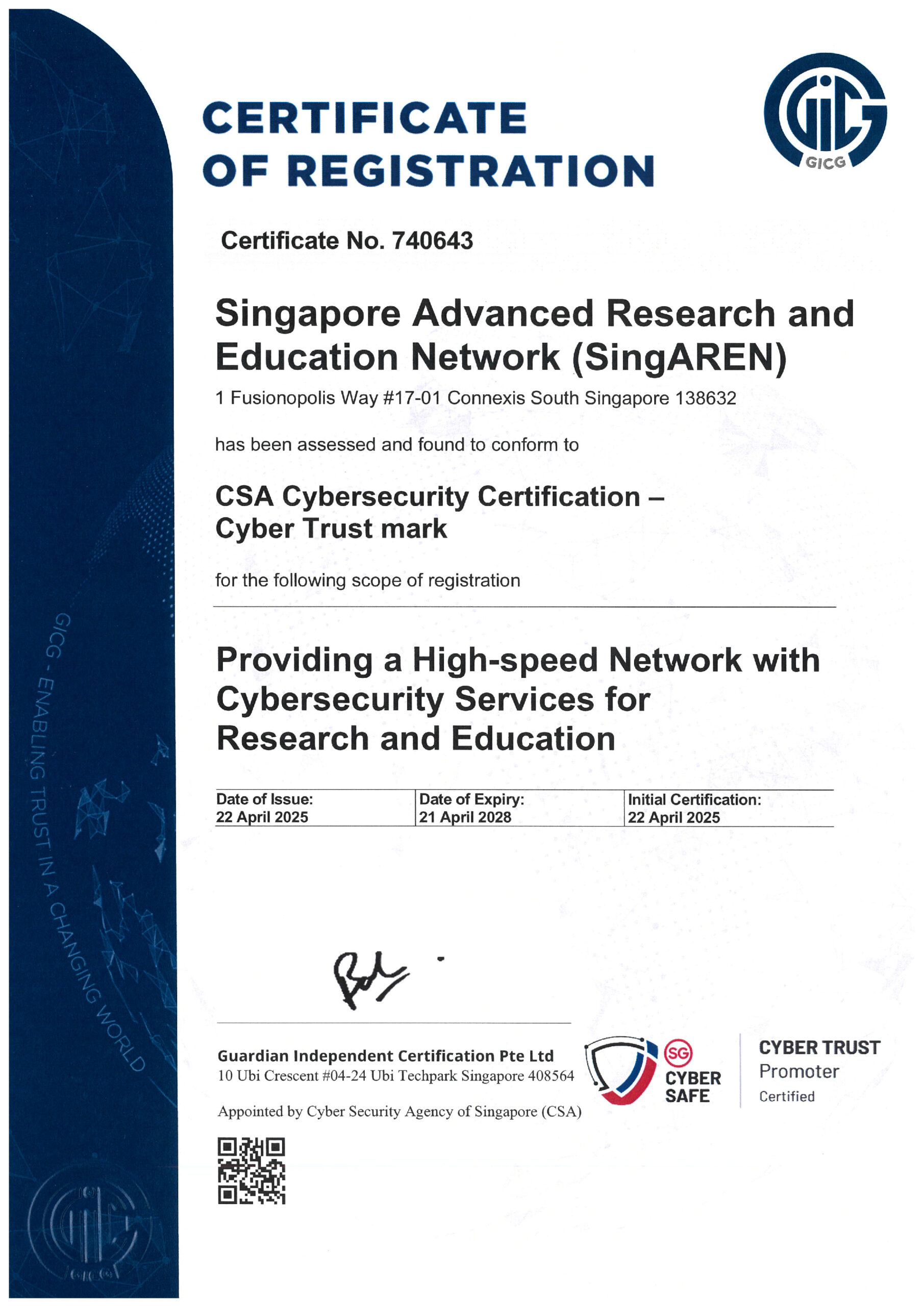 Cyber Trust Mark (Tier 3) Certification - Singapore Advanced Research ...